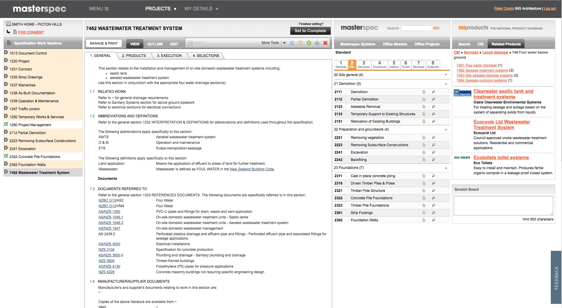 Adding Work Sections - Masterspec